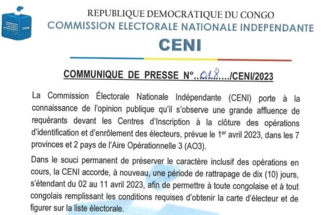 La Ceni prolonge l'opération d'identification et d'enrôlement des électeurs dans l'AO3 | Ceni